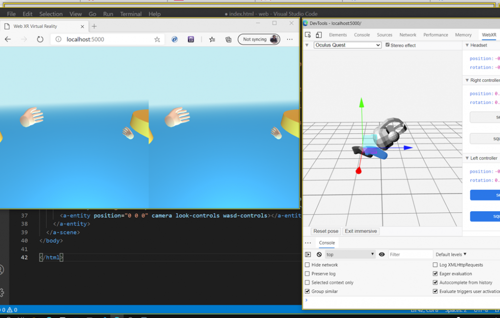 WebXR กับ A-frame ตอนที่ 2 ทดสอบ VR Controller กับ Hand Controller